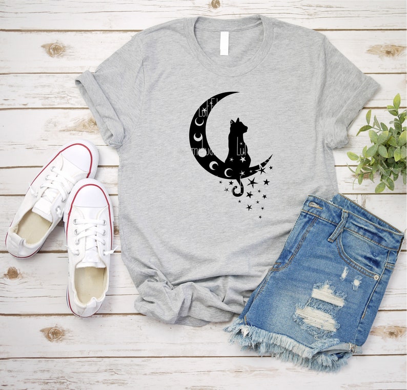 Cat and Moon SVG Gothic SVG Halloween SVG Black Cat Boho - Etsy