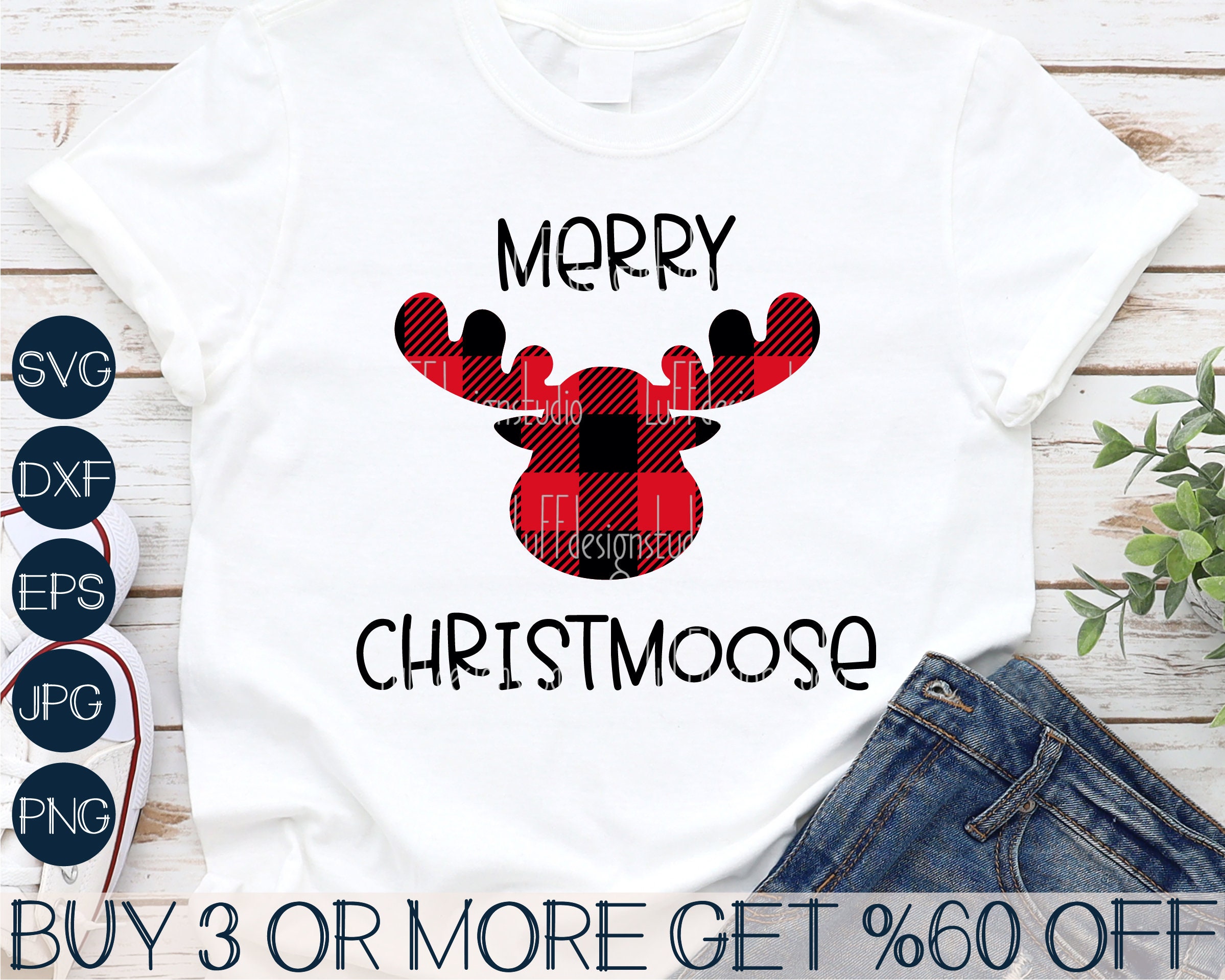 Merry Christmoose SVG Funny Christmas SVG Buffalo Plaid - Etsy