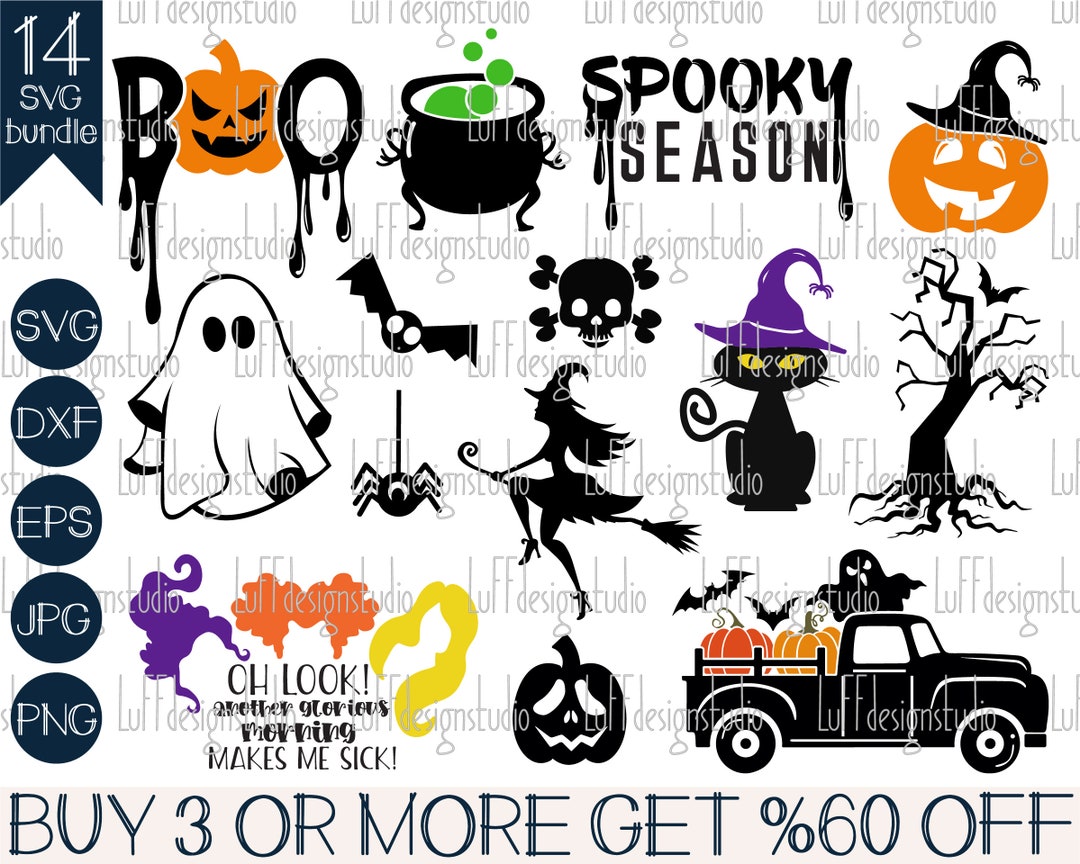 Halloween SVG Bundle, Spooky SVG, Pumpkin SVG, Boo Svg, Witchy Svg ...