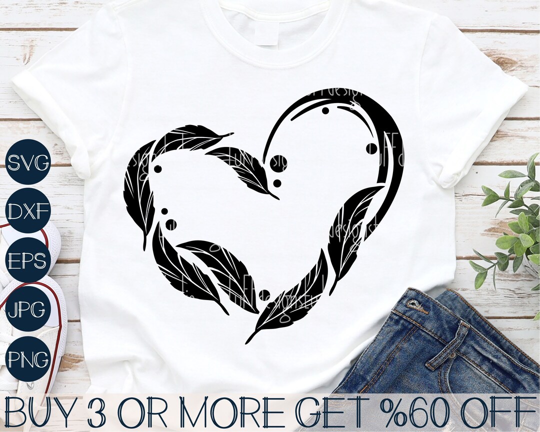 Valentine Heart SVG, Feather SVG, Valentines Day SVG, Feather Heart Png ...