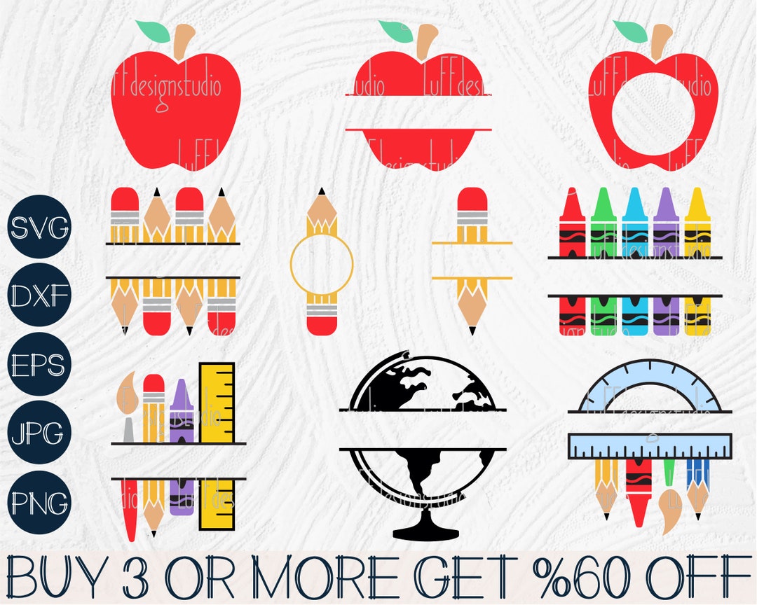 Back to School SVG Bundle,school Split Monogram SVG, Pencil SVG ...