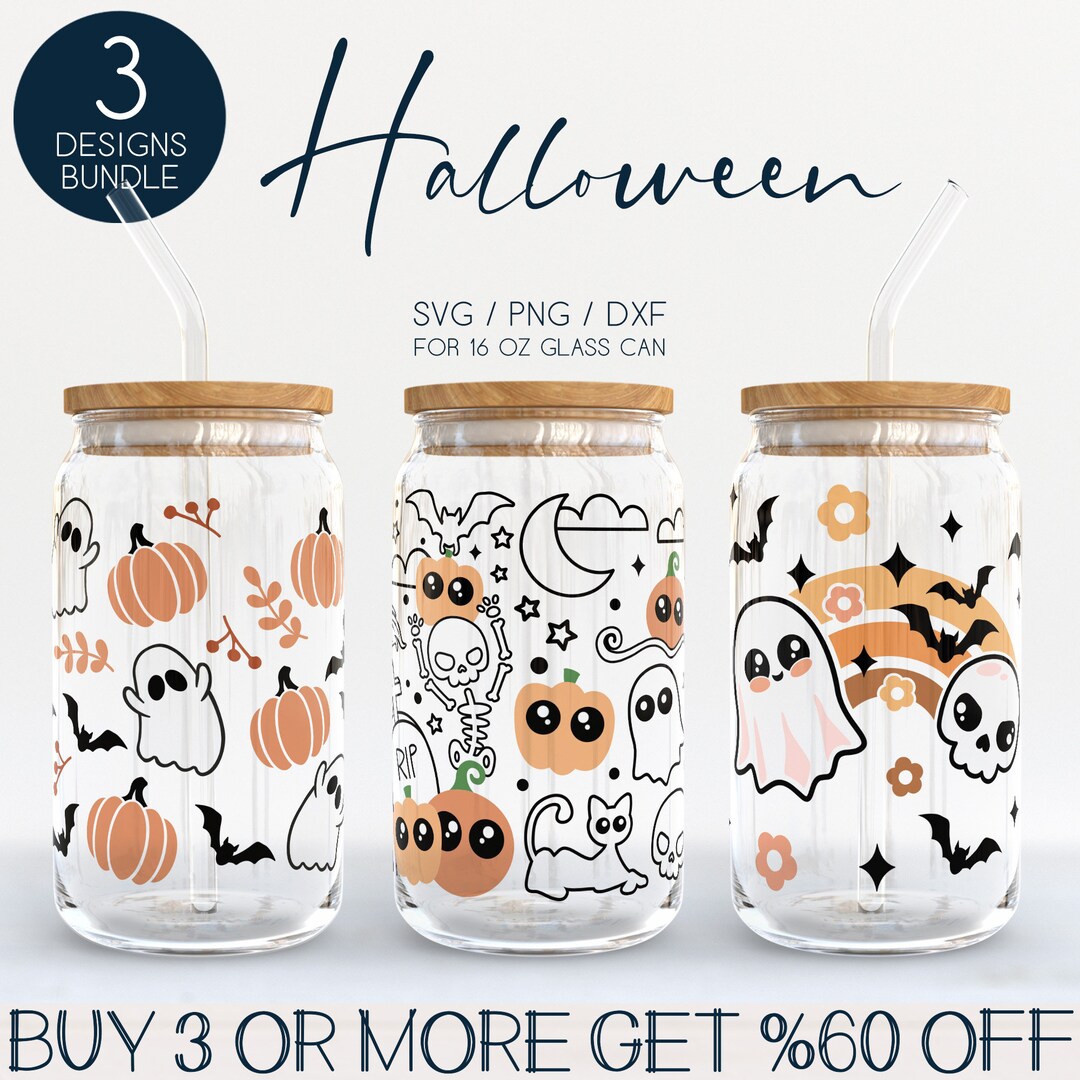 Halloween Libbey Glass SVG Bundle, Pumpkin 16oz Beer Can Wrap Svg Png ...