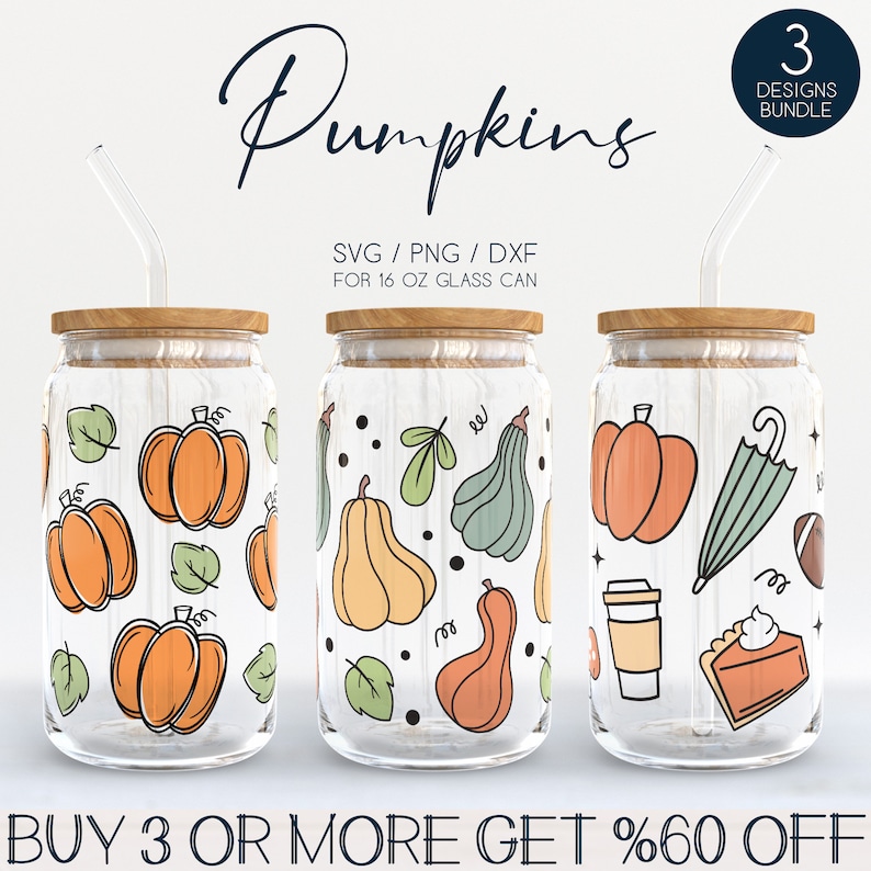 Pumpkin Libbey Glass SVG Bundle, Fall 16oz Beer Can Wrap Svg Png Dxf ...