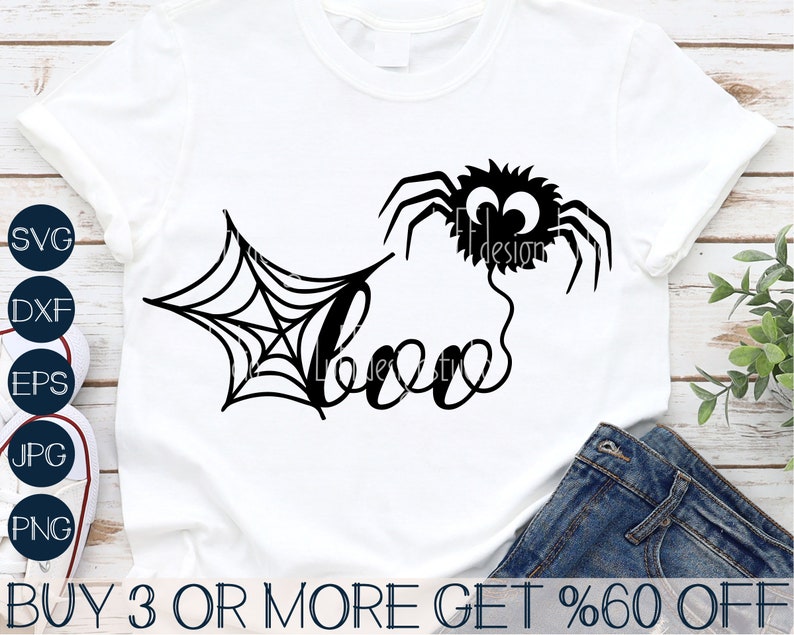 Boo With Spider SVG Halloween SVG Spider Web SVG Funny | Etsy