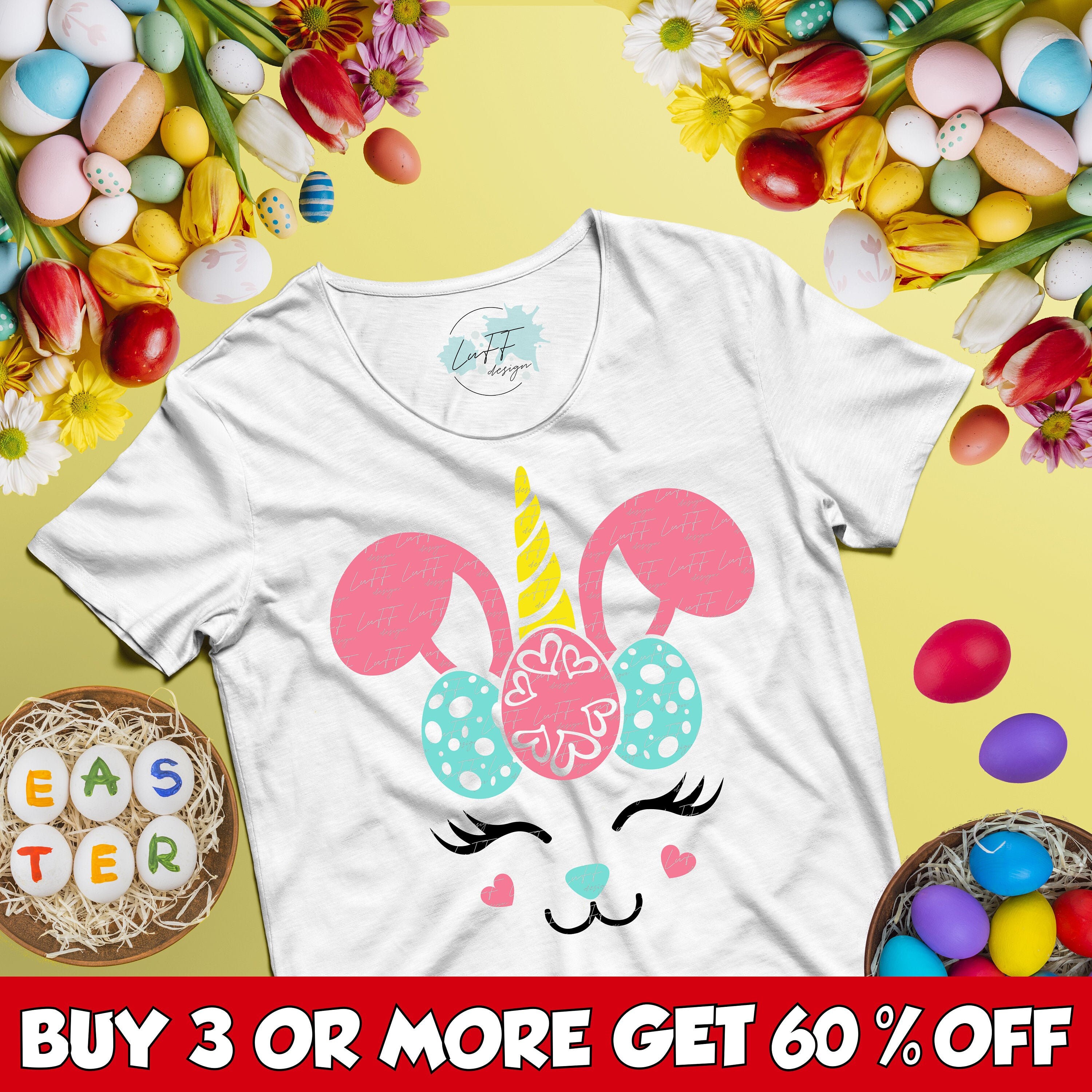 Easter Bunny SVG Happy Easter SVG Girls Easter SVG Unicorn - Etsy