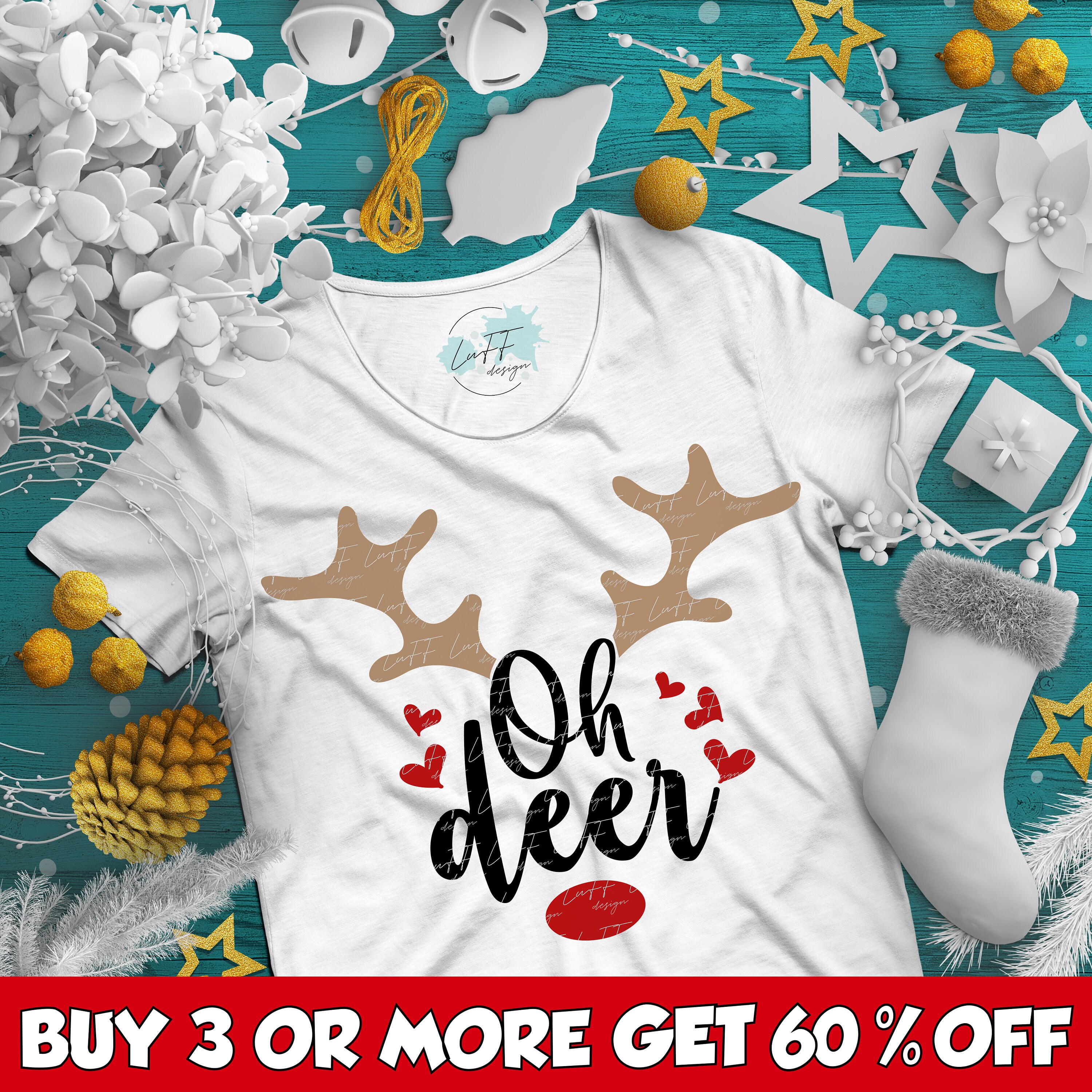 Oh Deer SVG Reindeer SVG Antlers PNG Kids Christmas Svg - Etsy