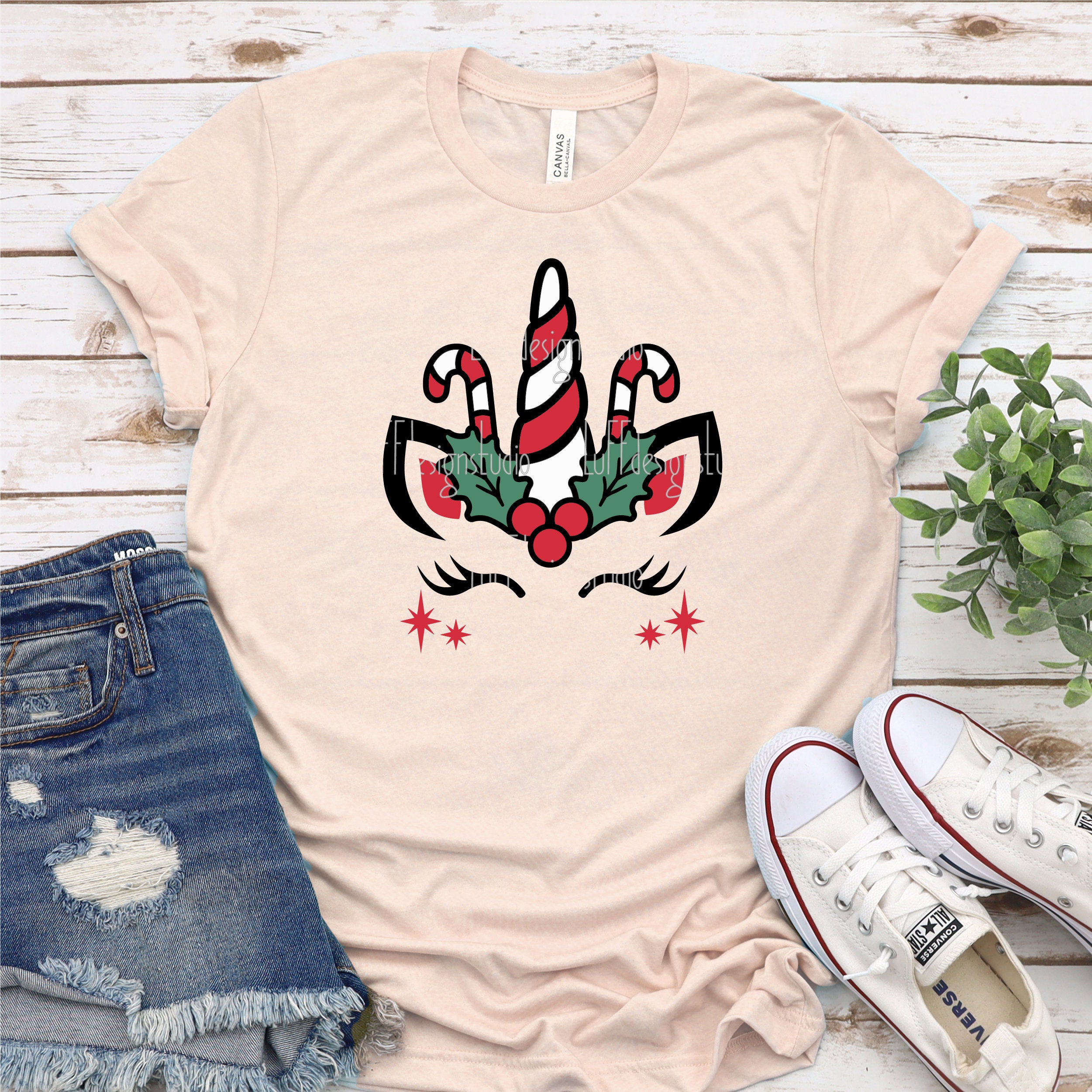 Christmas Unicorn SVG, Girls Christmas SVG, Candy Cane SVG, Cute ...
