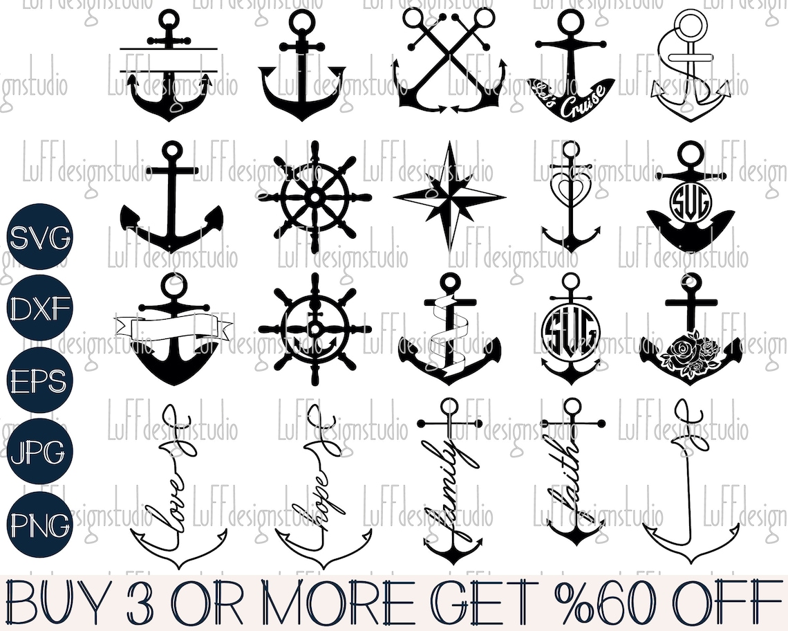 Anchor SVG Bundle, Nautical SVG, Ship Wheel SVG, Compass Svg, Anchor ...