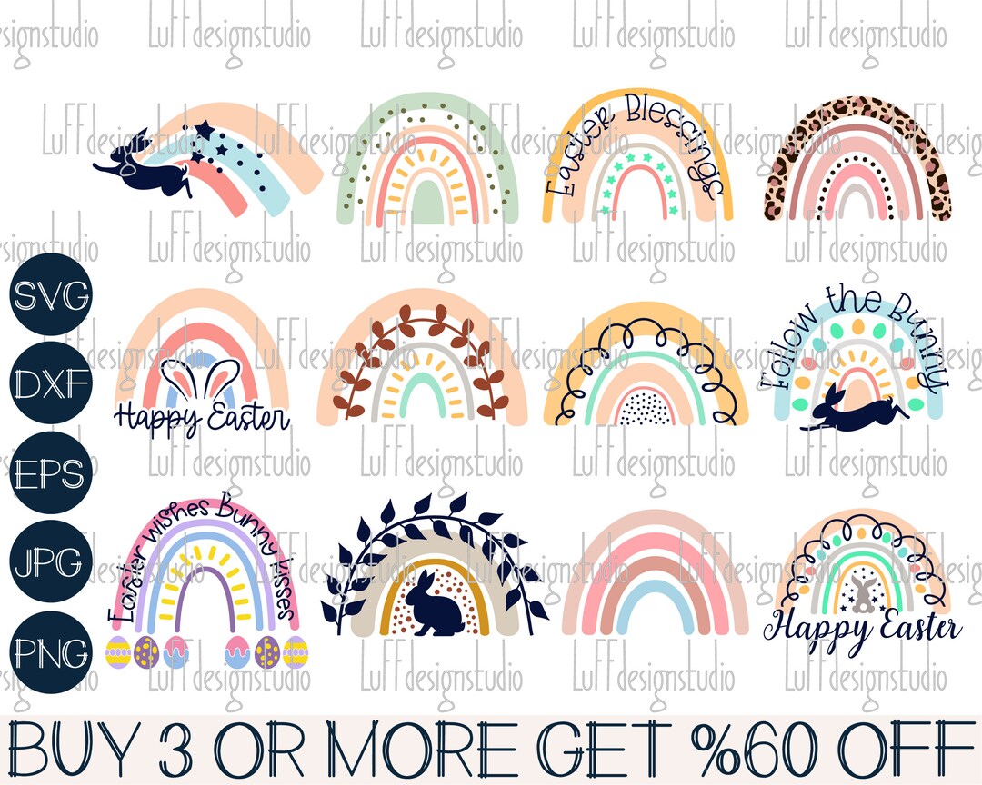 Easter SVG, Rainbow SVG, Boho Rainbow PNG, Happy Easter Svg, Spring Svg ...