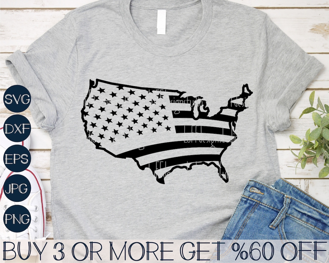 American Flag Map SVG, 4th of July SVG, Patriotic SVG, Flag Map Svg ...