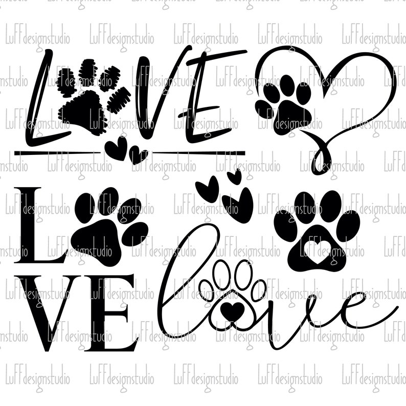 Dog Cat Valentine SVG, Dog Paw Heart SVG, Cat Lover Valentines Day Svg ...