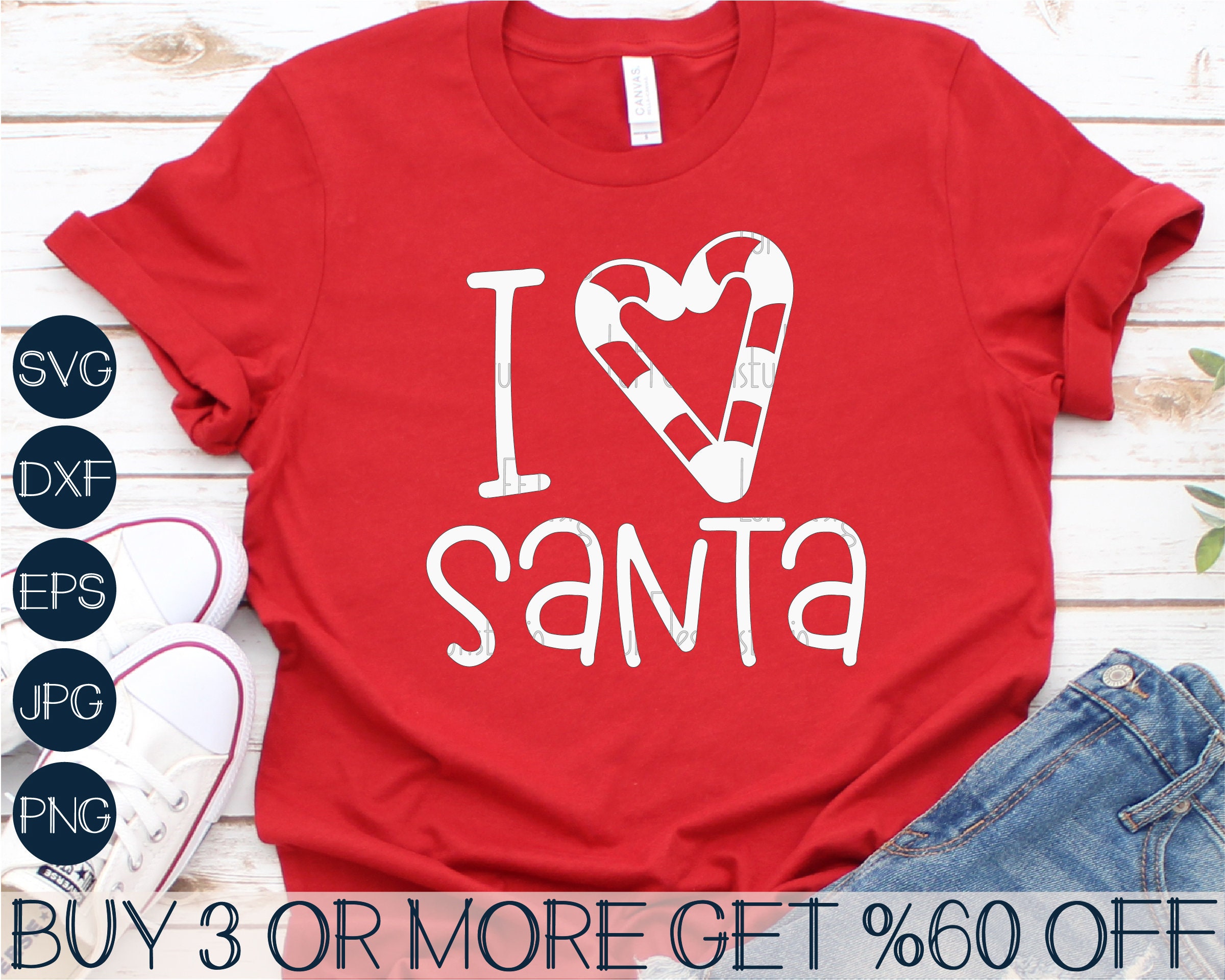 I Love Santa SVG Candy Cane SVG Christmas Shirt SVG Santa - Etsy