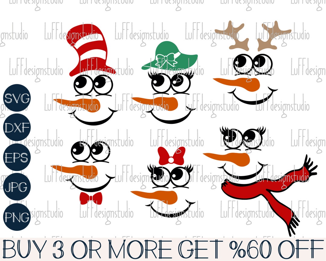 Snowman Face SVG, Snowman SVG, Christmas SVG, Family Christmas Snowman ...