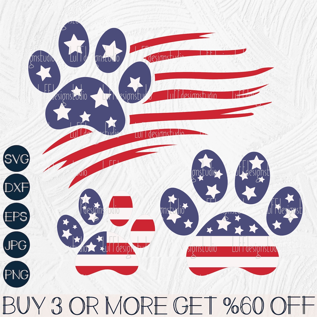 Paw American Flag Bundle SVG, Patriotic Dog Lover PNG, Funny 4th of ...