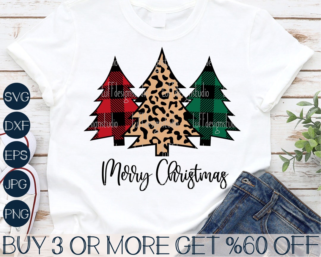 Christmas Tree SVG, Merry Christmas SVG, Leopard Pattern, Buffalo Plaid ...