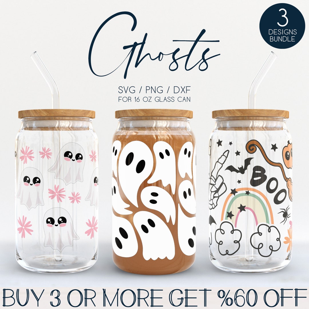 Halloween Libbey Glass SVG Bundle, Ghost 16oz Beer Can Wrap Svg Png Dxf ...