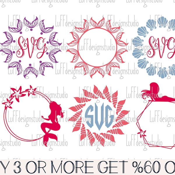 Mermaid Monogram Svg - Etsy