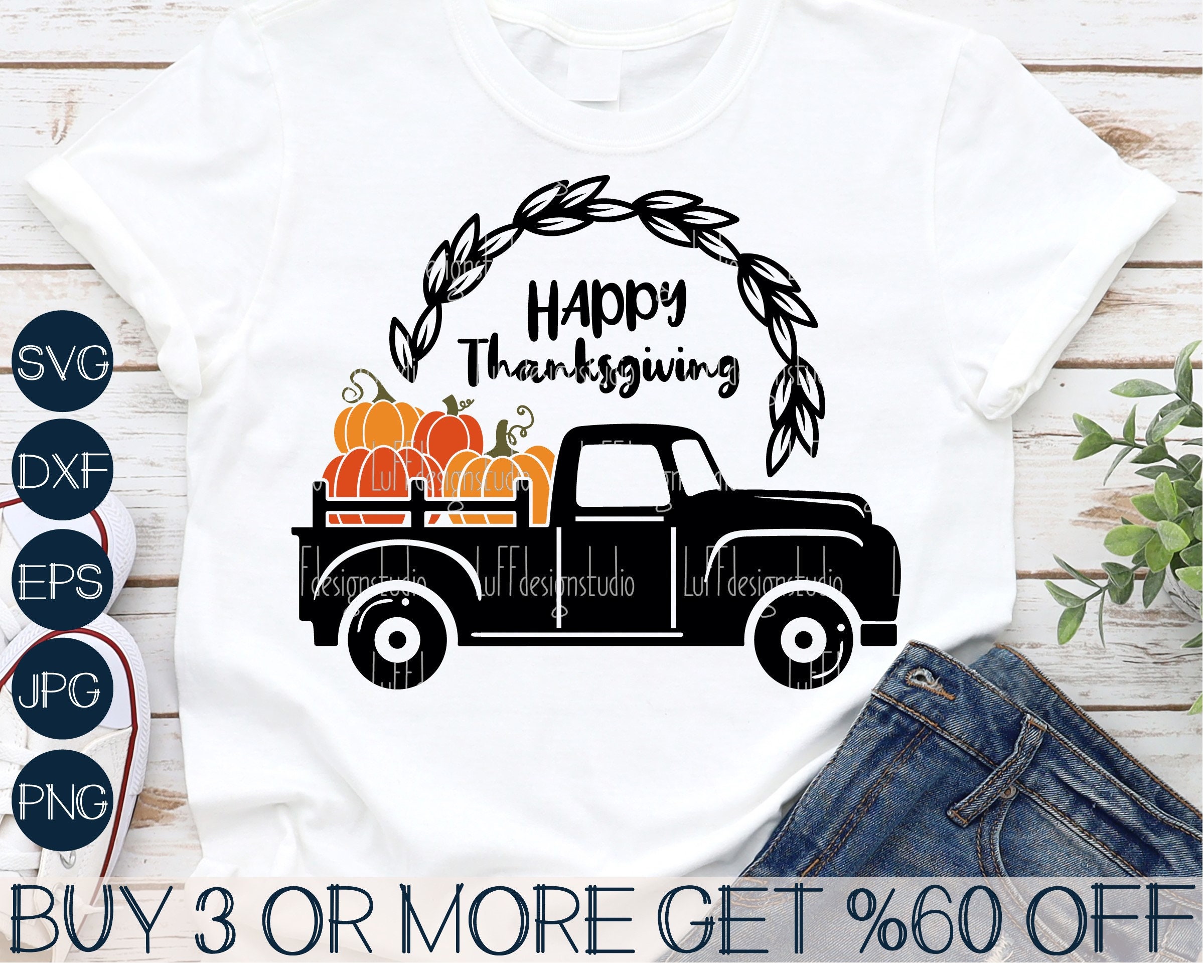 Thanksgiving Truck SVG, Fall SVG, Pumpkin SVG, Old Truck, Vintage, Png ...