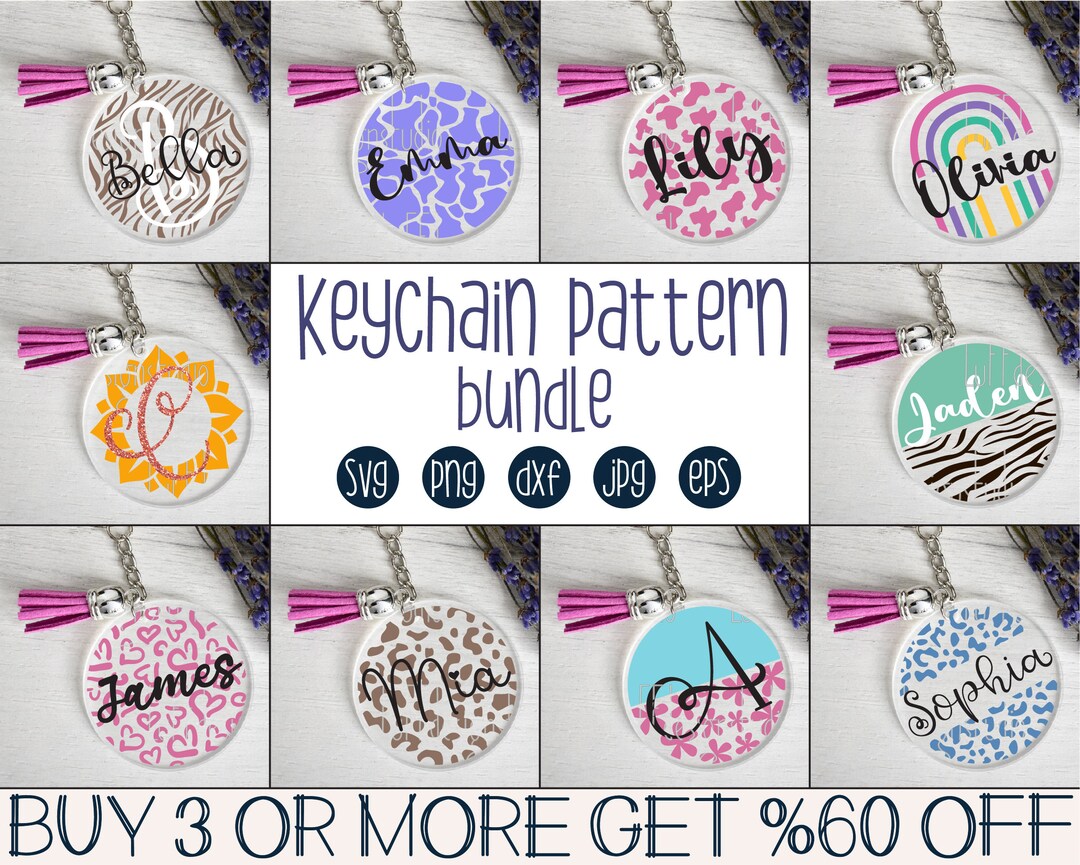 Keychain SVG Bundle, Round Key Chain SVG, Circle Leopard Pattern SVG ...
