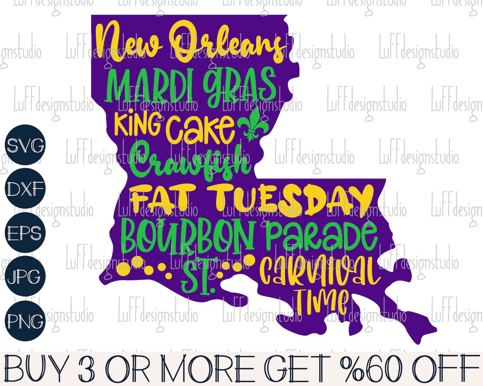 Mardi Gras SVG New Orleans SVG Louisiana SVG State Svg - Etsy