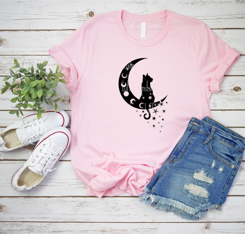 Cat and Moon SVG Gothic SVG Halloween SVG Black Cat Boho - Etsy