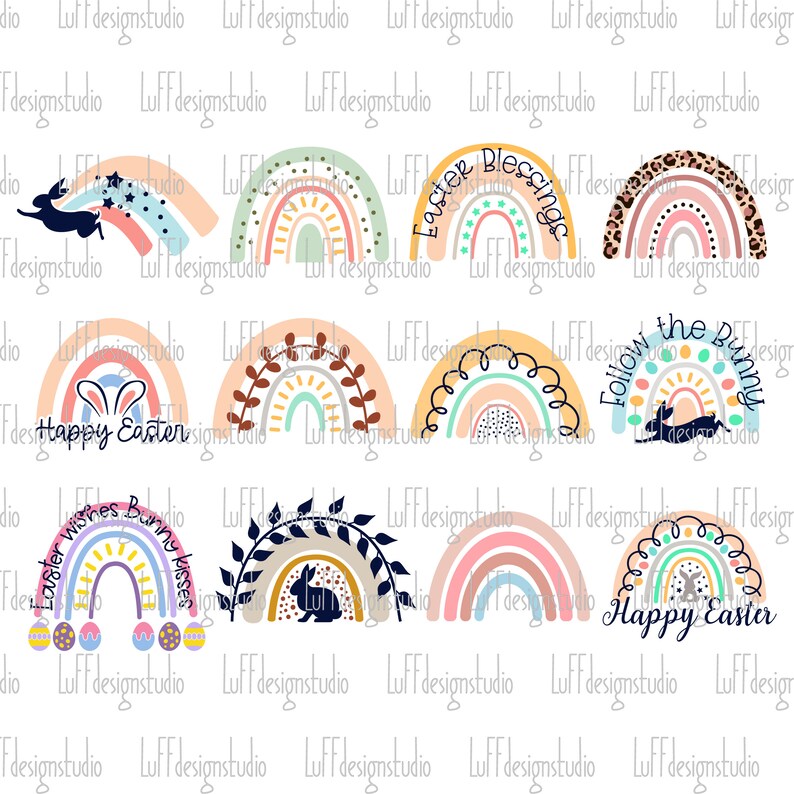 Easter SVG Rainbow SVG Boho Rainbow PNG Happy Easter Svg - Etsy