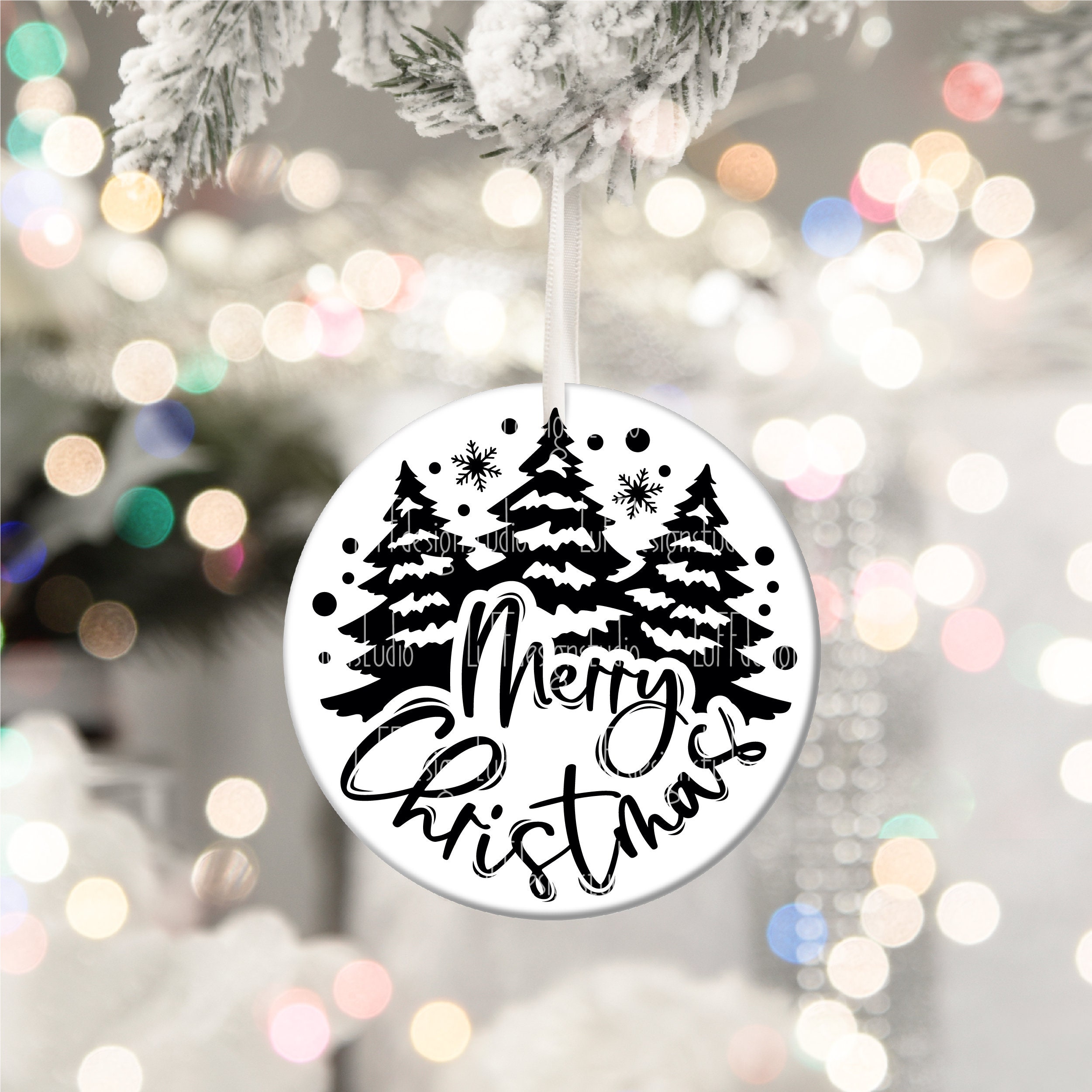 Christmas Ornament Svg Bundle Round Ornament Svg Acrylic Etsy