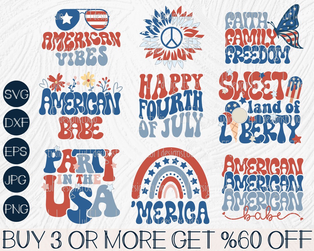 Retro 4th of July SVG Bundle, Funny Patriotic SVG, Merica SVG, American ...