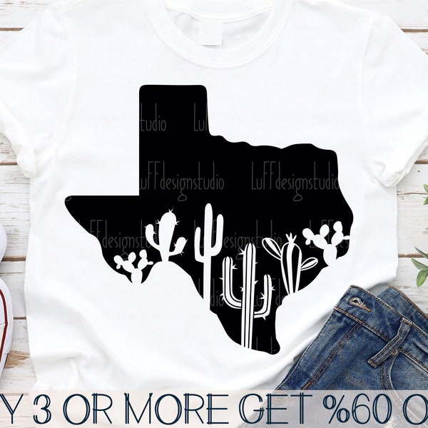 Texas Map With Cactus Svg - Etsy