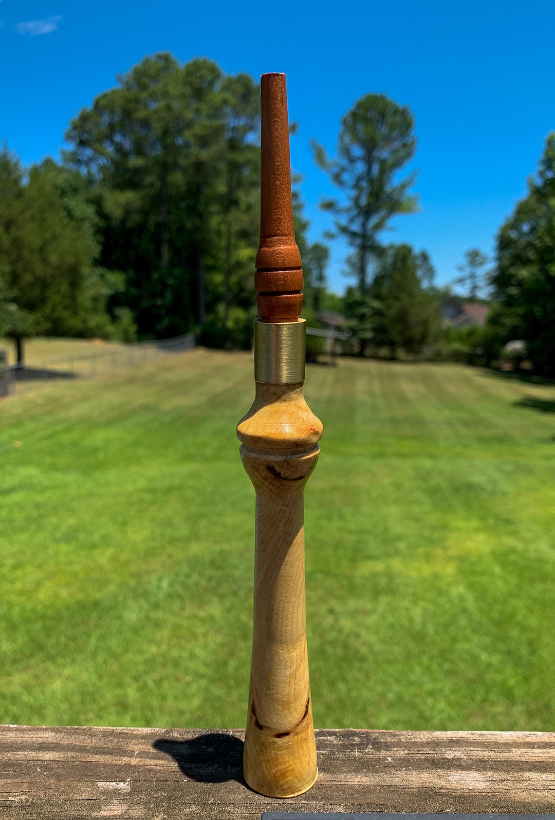 Custom Handmade Yellow Cedar Burl Wood Trumpet Yelper Turkey Call With ...