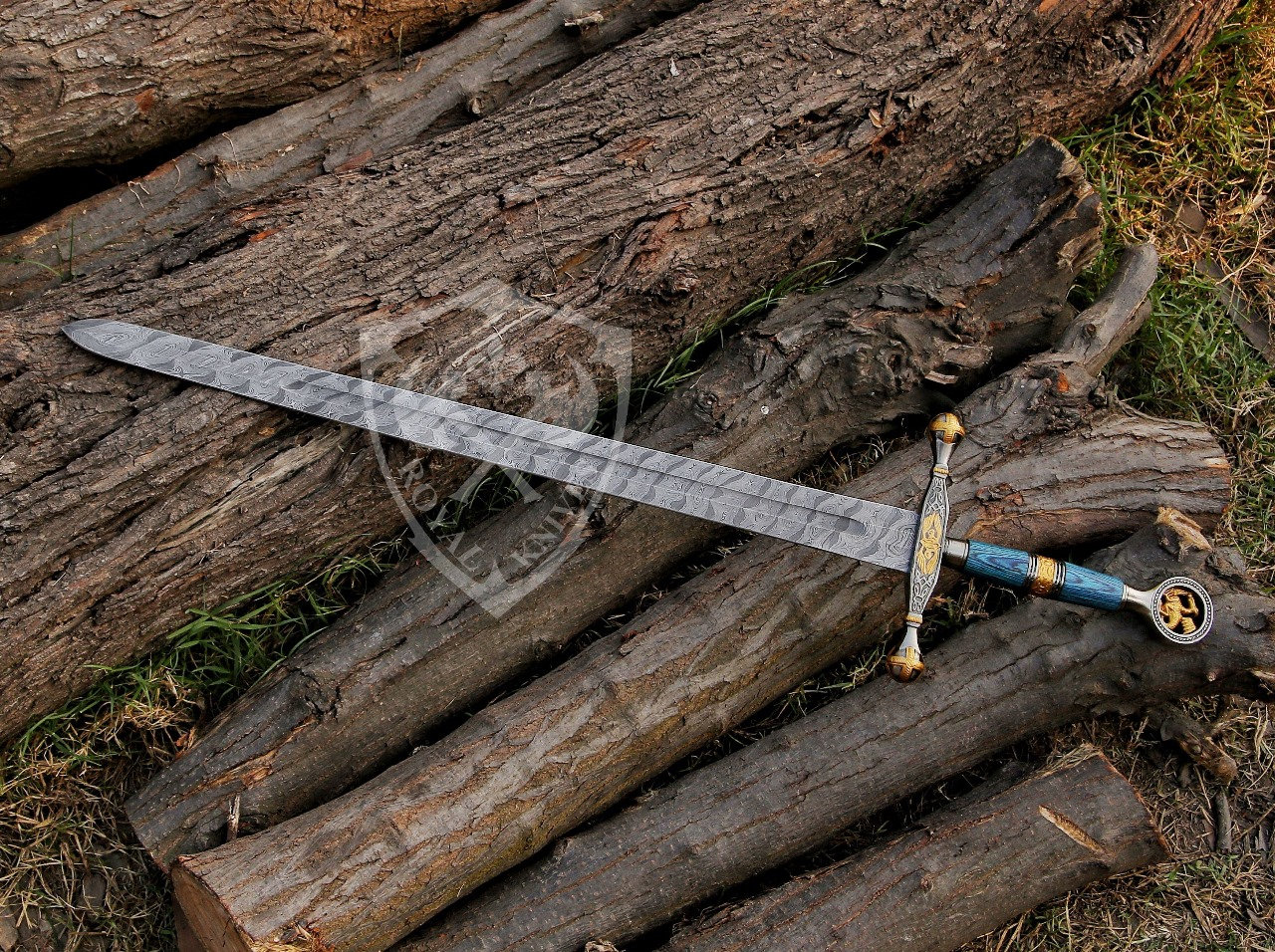 Hand Forged Damascus Steel Viking Sword Battle Ready Medieval Sword ...