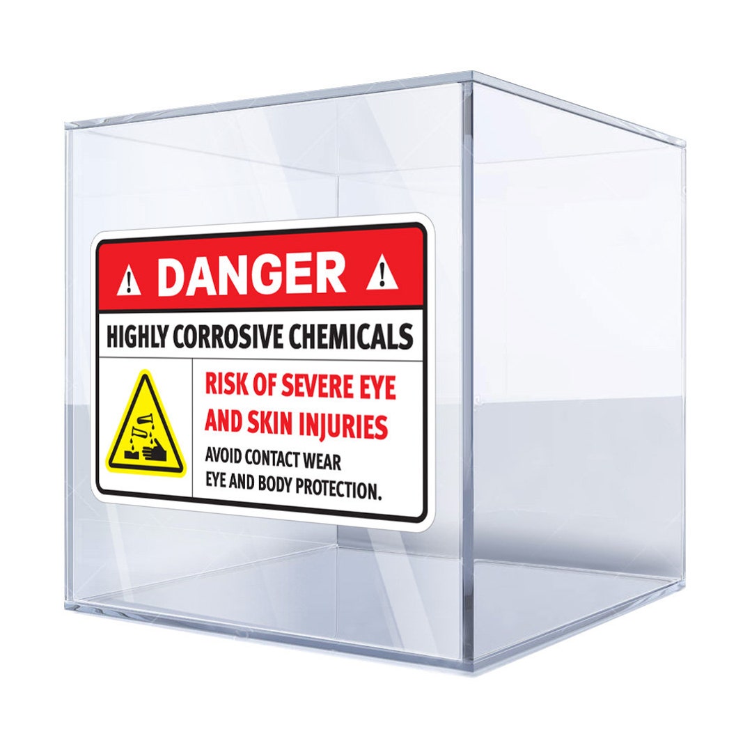 Danger: Highly Corrosive Chemicals Safety Decal – Industrial Warning ...