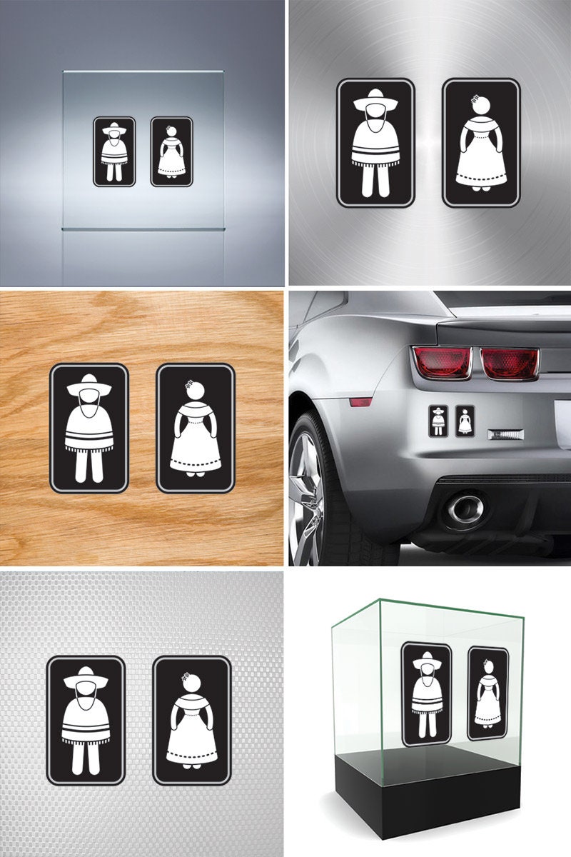 Traditional Mexican Restroom Sign Stickers Mexico WC – Male and Female ...