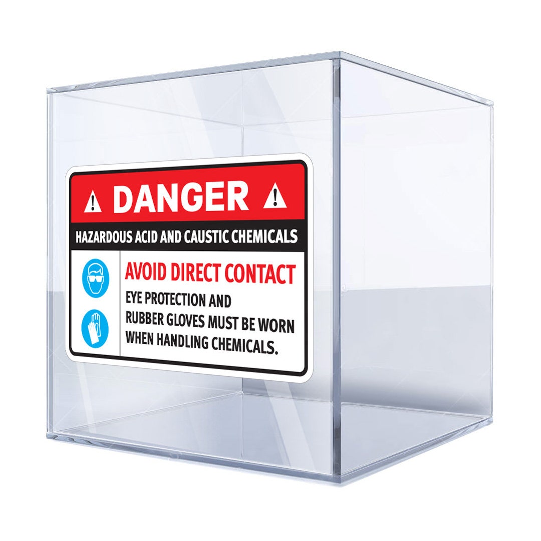 Decal Sticker Danger Hazardous Acid and Caustic Chemicals. Avoid Direct ...