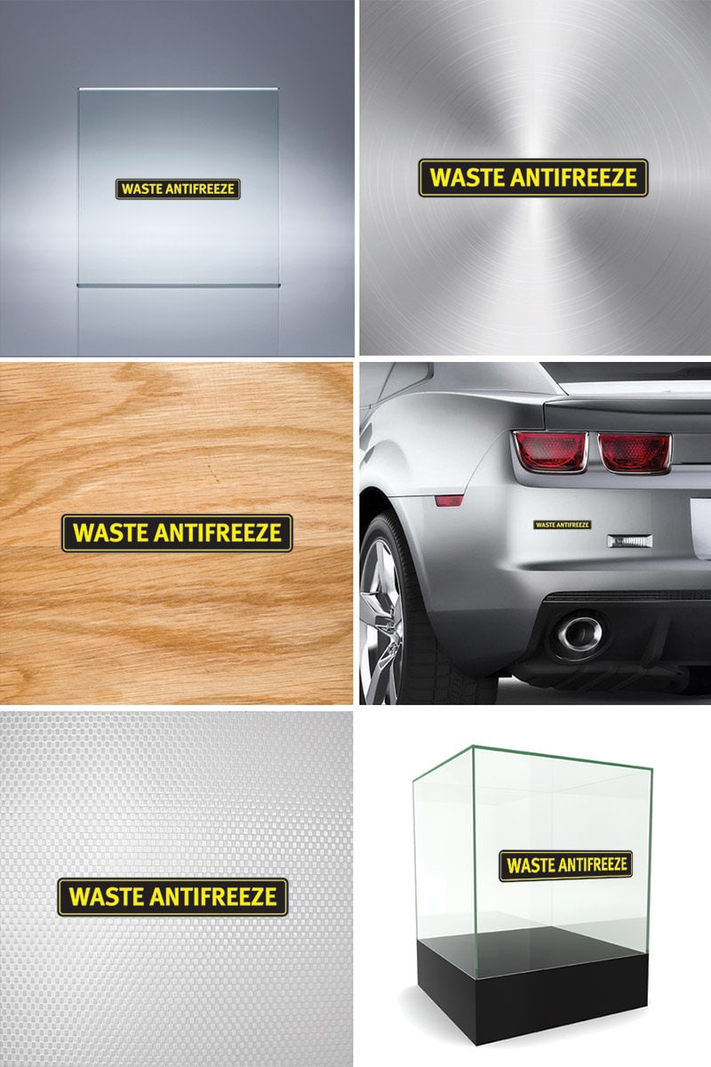 Decal Sticker Waste Antifreeze Approved Fuel Can or Tank Danger of Fire ...