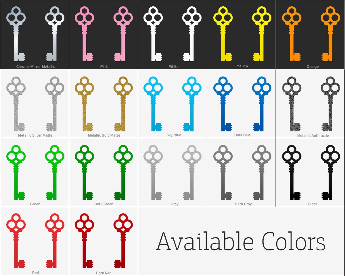 Vintage Key Silhouette Decal Set – Classic Key Design Emblem Vinyl ...