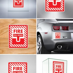 Fire Alarm Pull Down Sign Sticker – Red Emergency Safety Decal - Etsy