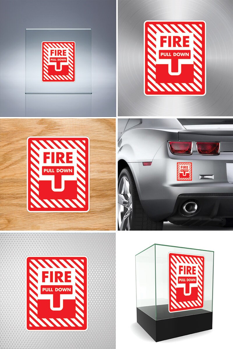 Fire Alarm Pull Down Sign Sticker – Red Emergency Safety Decal - Etsy