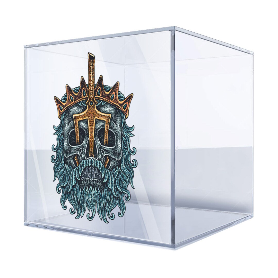 Decal Sticker Poseidon King of Sea Skull Tattoo Style Mythology Greek ...