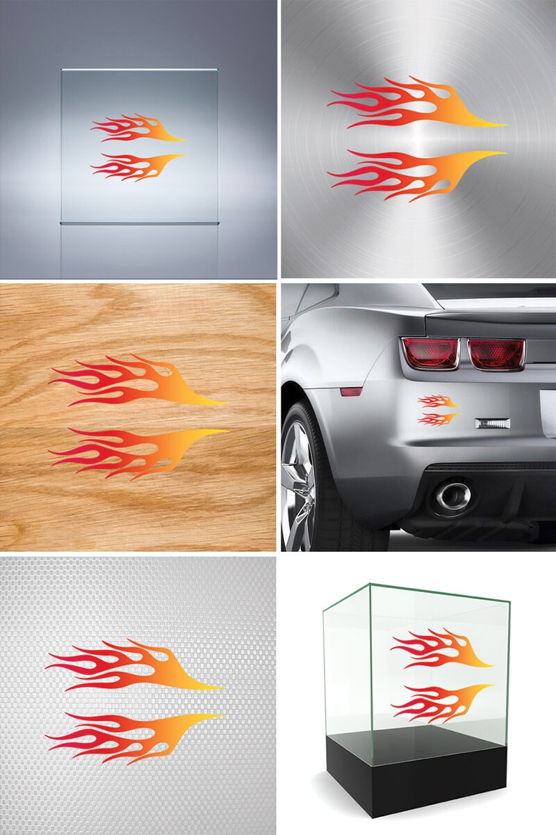 Flame Vinyl Decal Set – Bold Fire Design Sticker for Cars, Motorcycles ...