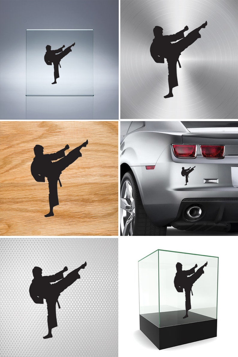 Karate Kick Silhouette Sticker – Bold Martial Arts Decal for Cars ...