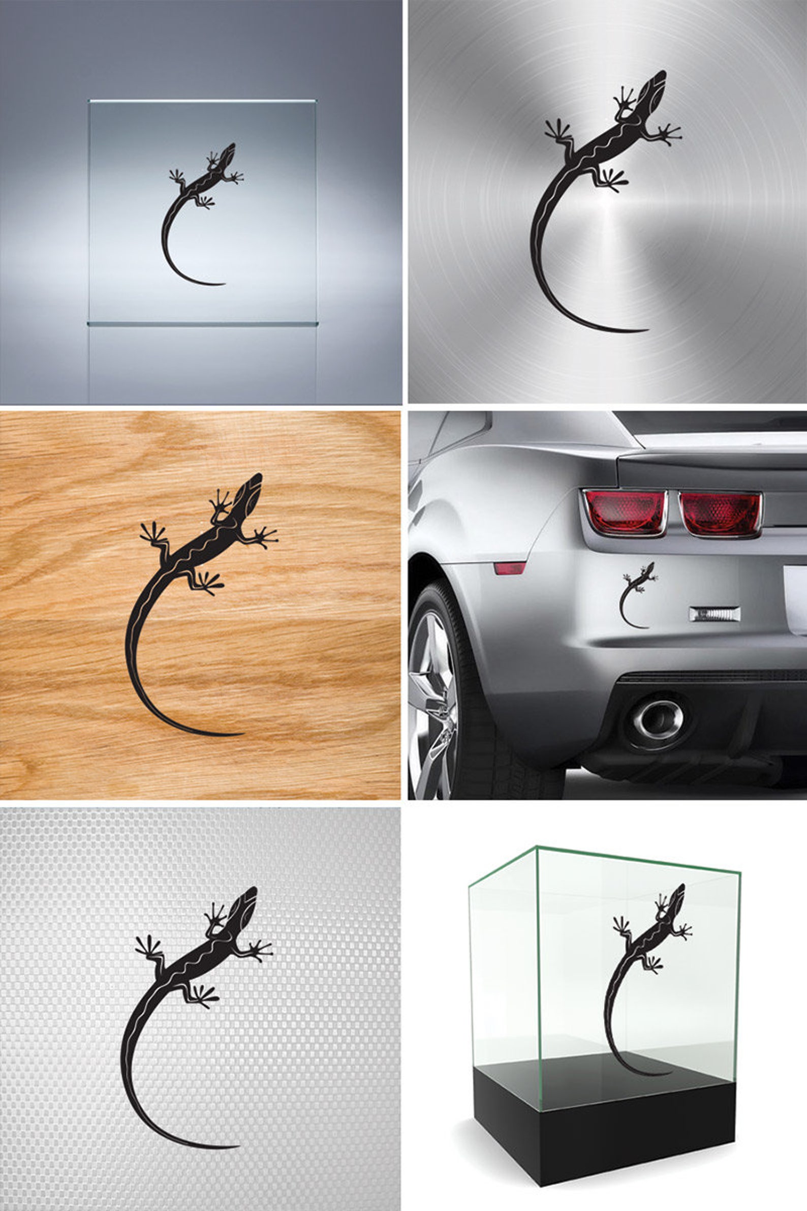 Gecko Lizard Vinyl Decal – Sleek Black Lizard Sticker for Cars, Laptops ...