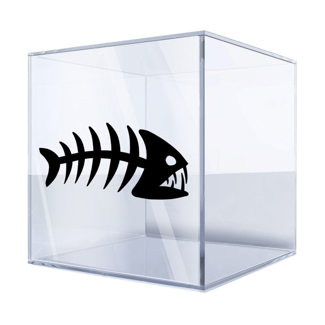 Aggressive Fishbone Silhouette Sticker – Bold Fish Skeleton Decal for ...