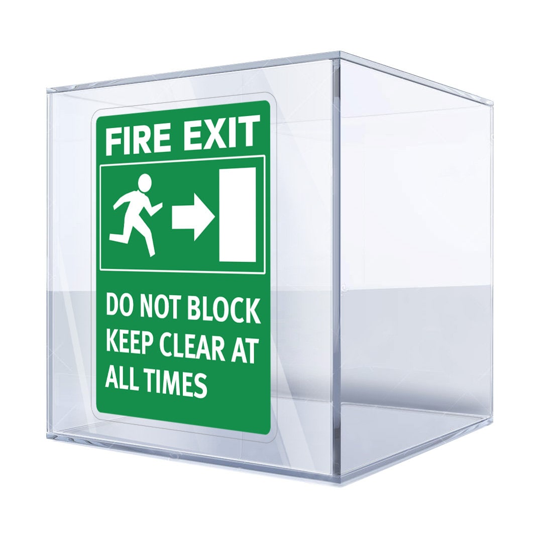 Fire Exit Safety Sign Vinyl Sticker – "do Not Block, Keep Clear at All ...