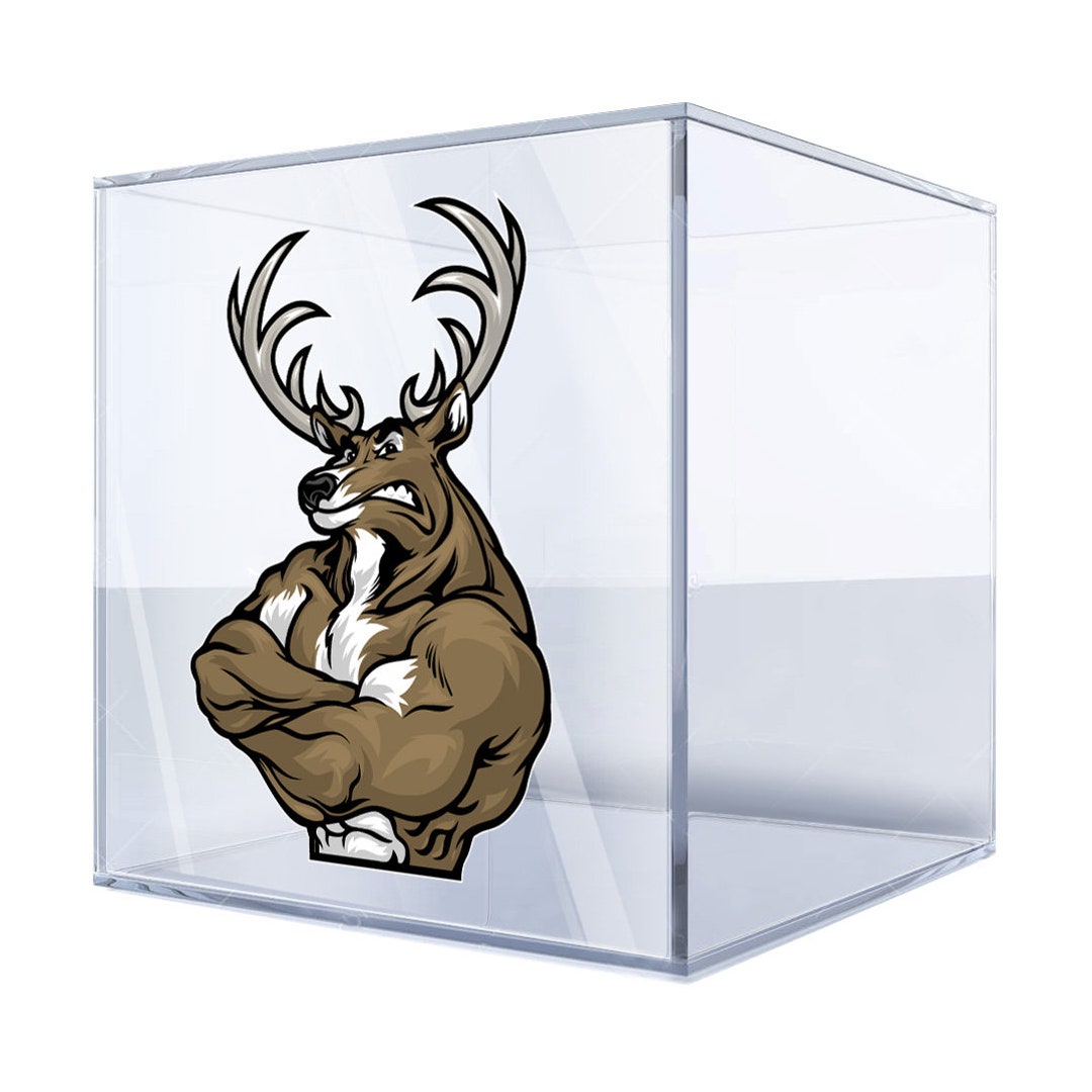 Muscular Deer Vinyl Decal – Bold and Fun Cartoon Deer Sticker for Cars ...