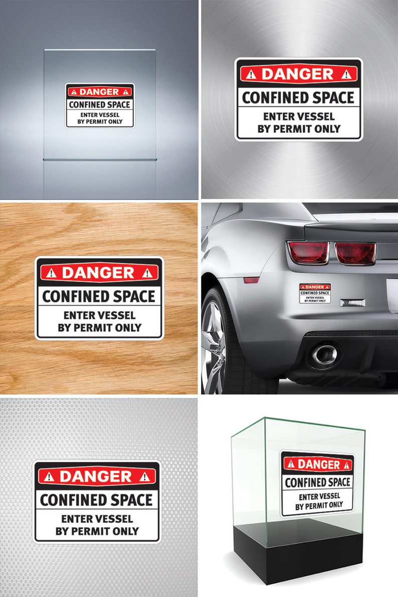 Decal Sticker Danger Confined Space Enter Vessel by Permit Only Safety ...