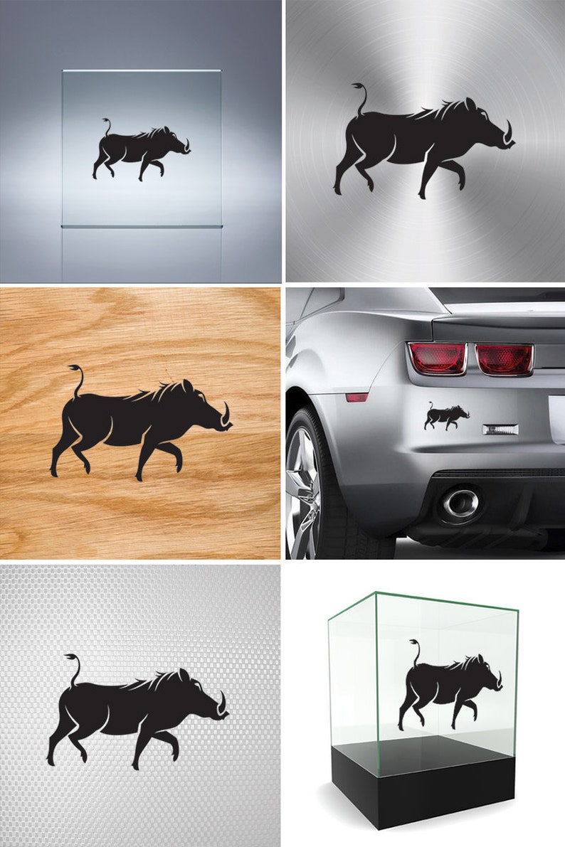 Razorback Wild Hog Warthog Silhouette Sticker – Black Vinyl Wildlife ...