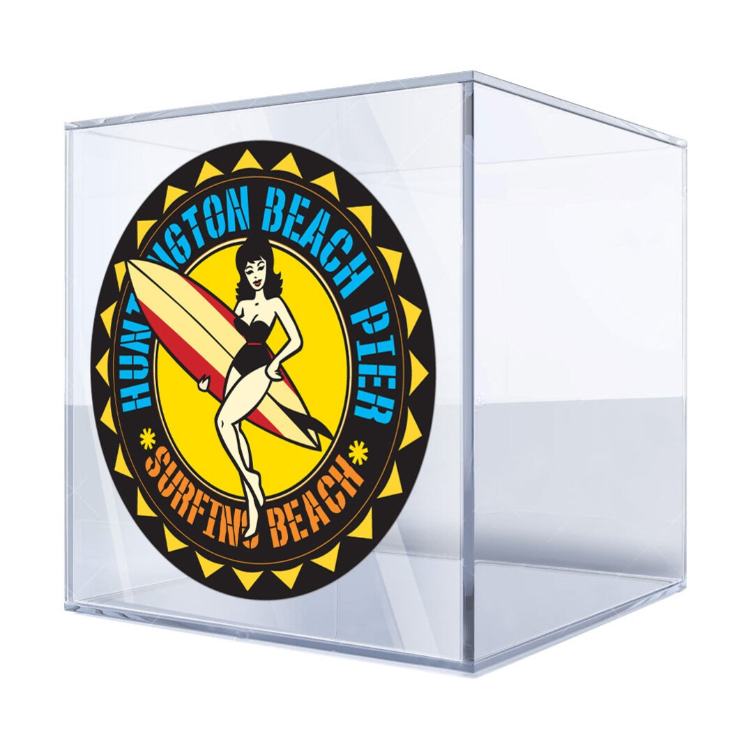 Retro Huntington Beach Pier Sticker – Vintage Surfing Pin-up Girl ...