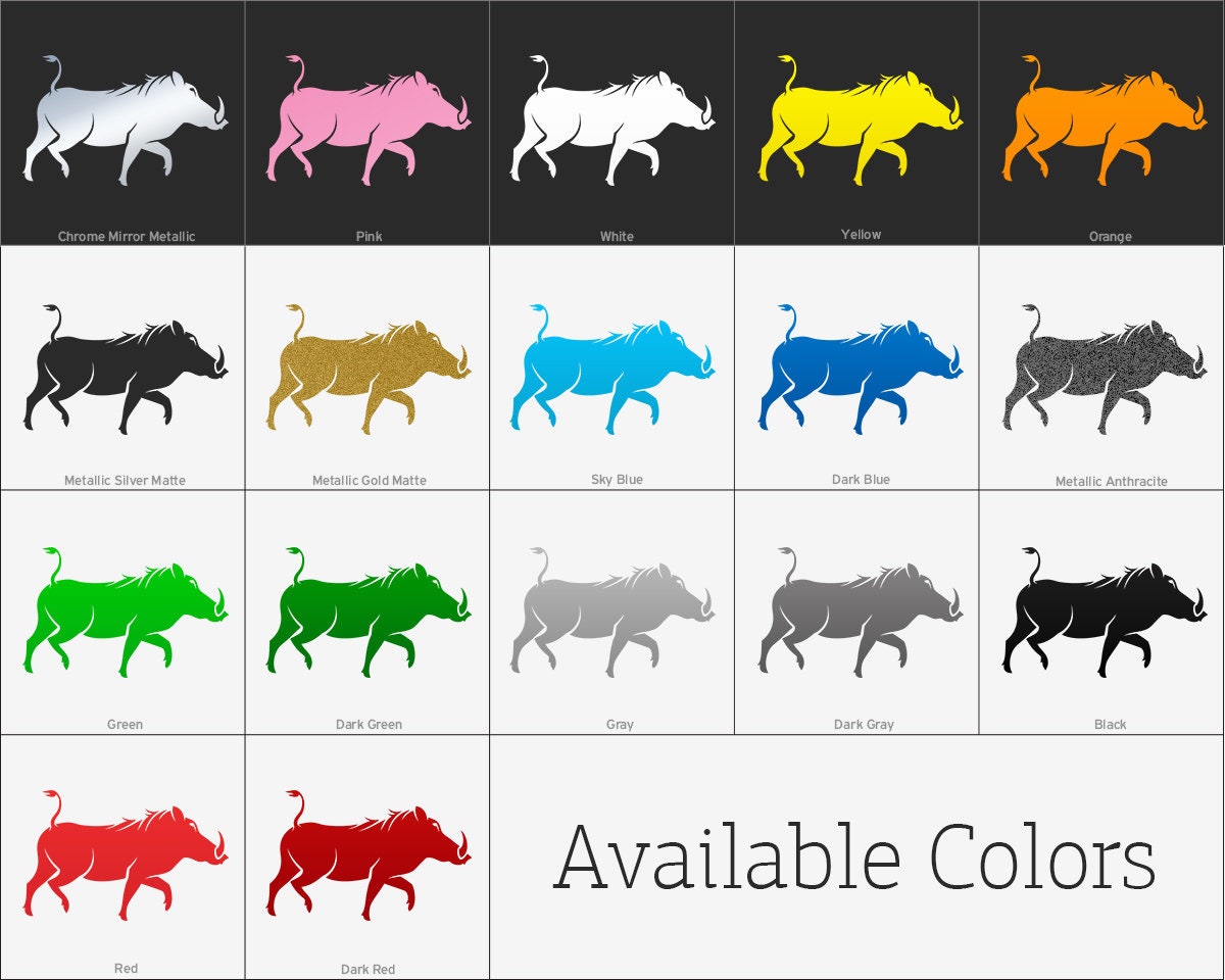 Warthog Silhouette Sticker – Black Vinyl Wildlife Decal - Etsy