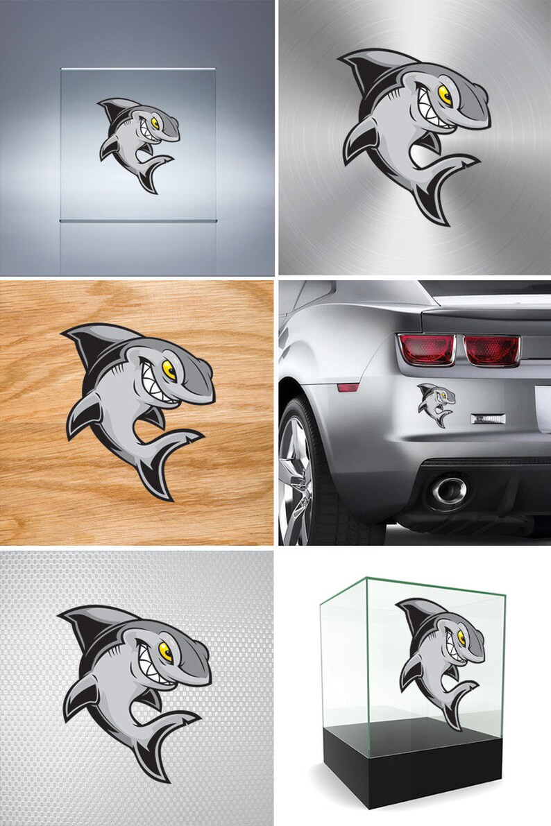 Smiling Shark Vinyl Sticker – Fun Cartoon Shark Decal for Cars, Bikes ...